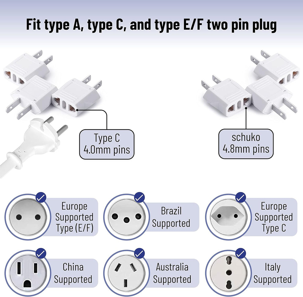 Bates- European to US Plug Adapter, 20 Pack, EU to US Plug Adapter ...